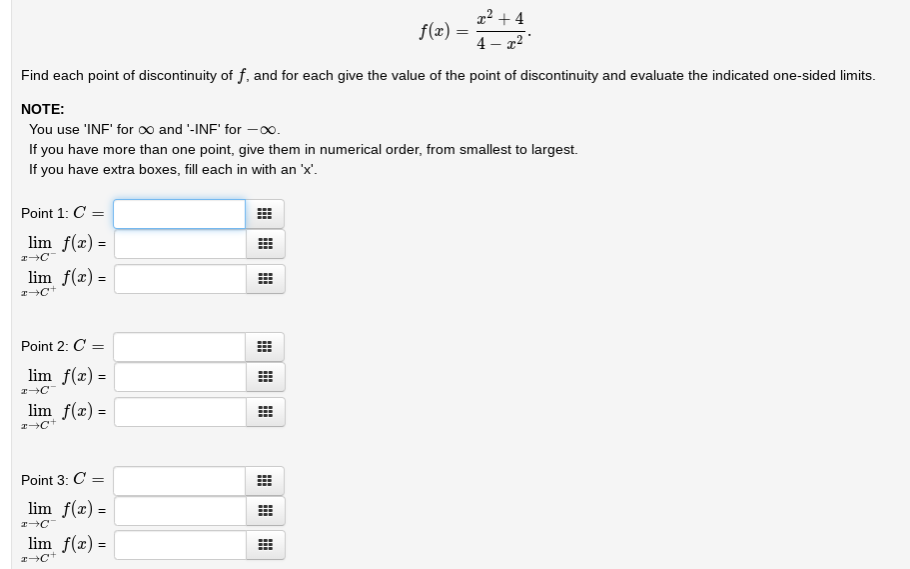 Solved Find each point of discontinuity of ff, and for each | Chegg.com