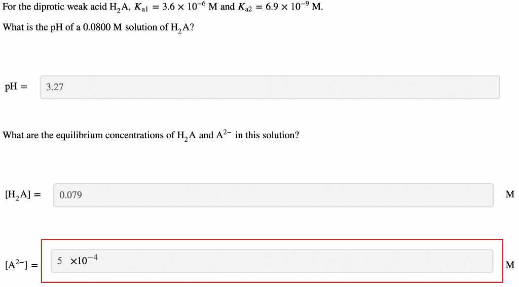 Solved For the diprotic weak acid H2 A,Ka1=3.6×10−6M and | Chegg.com