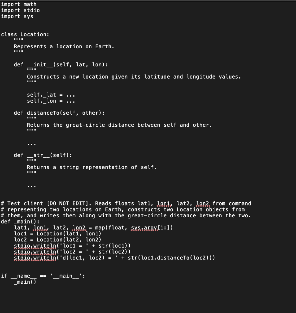Solved Problem 1. (Geo Location) Define a data type Location | Chegg.com