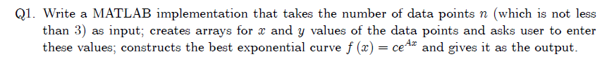 Solved Q1. Write a MATLAB implementation that takes the | Chegg.com