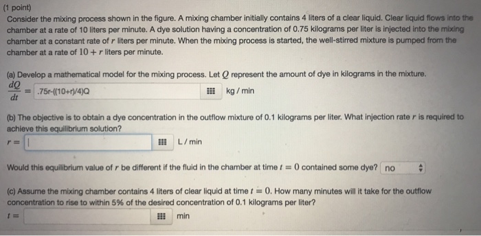 Solved (1 point) Consider the mixing process shown in the | Chegg.com