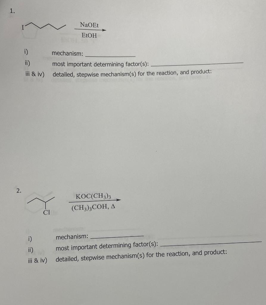 Solved 1. 2. i) NaOEt EtOH mechanism: ii) most important | Chegg.com