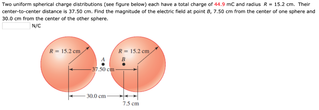Solved Two uniform spherical charge distributions (see | Chegg.com