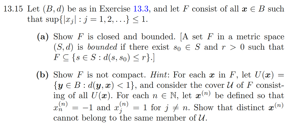 Solved 13.15 Let (B, d) be as in Exercise 13.3, and let F | Chegg.com