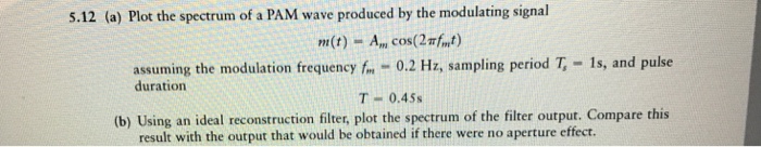 Solved 5.12 (a) Plot the spectrum of a PAM wave produced by | Chegg.com
