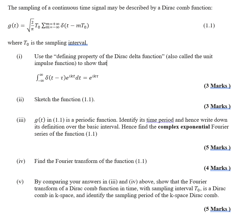 Solved The sampling of a continuous time signal may be | Chegg.com