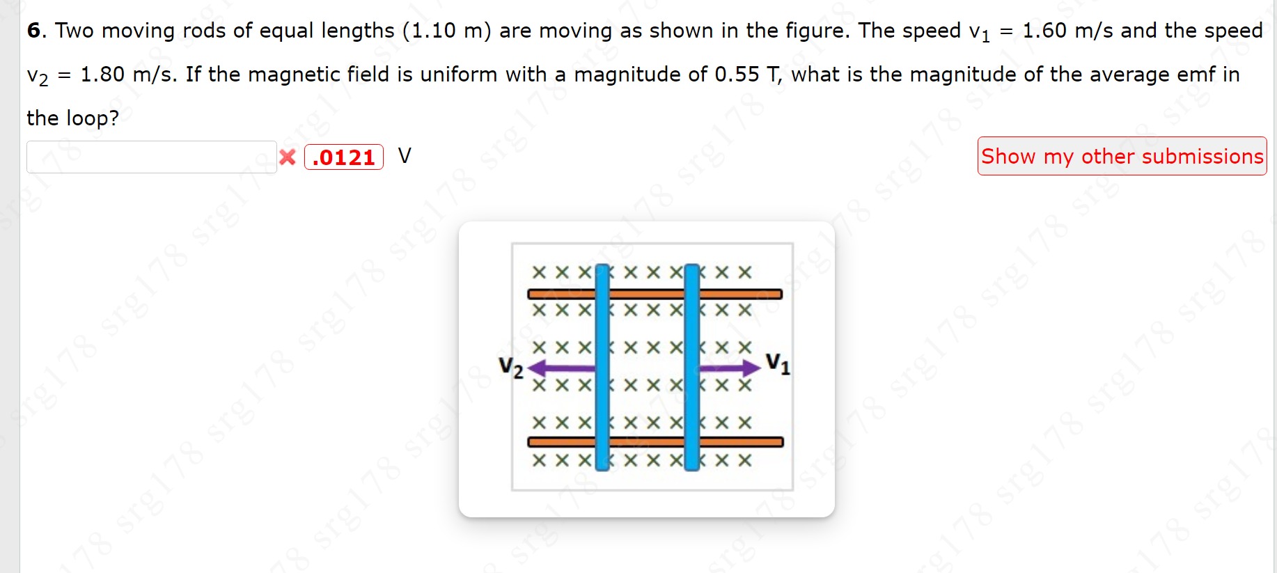Solved 6. Two moving rods of equal lengths (1.10 m) are | Chegg.com