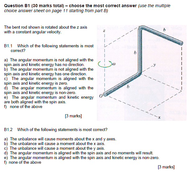 Solved Question B1 (30 marks total) - choose the most | Chegg.com