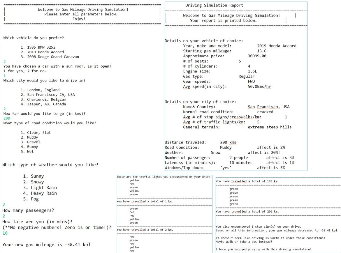 Solved Java automobile gas consumption simulation define | Chegg.com