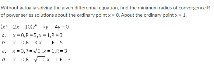 Solved Without actually solving the given differential | Chegg.com