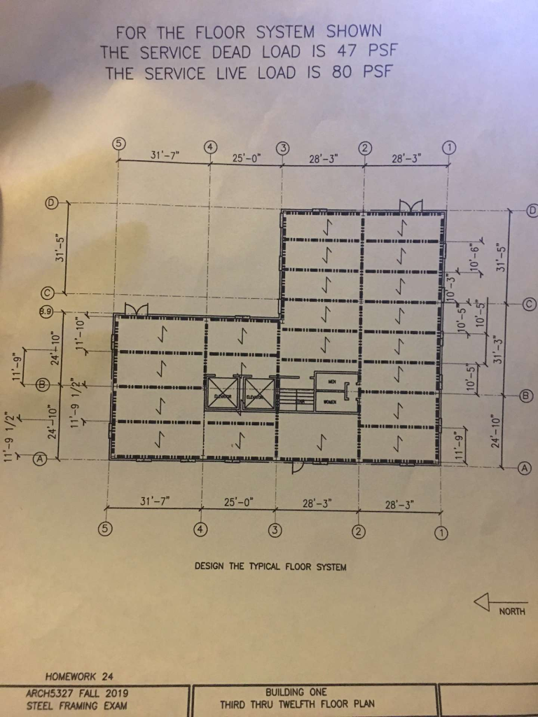 FOR THE FLOOR SYSTEM SHOWN THE SERVICE DEAD LOAD IS | Chegg.com