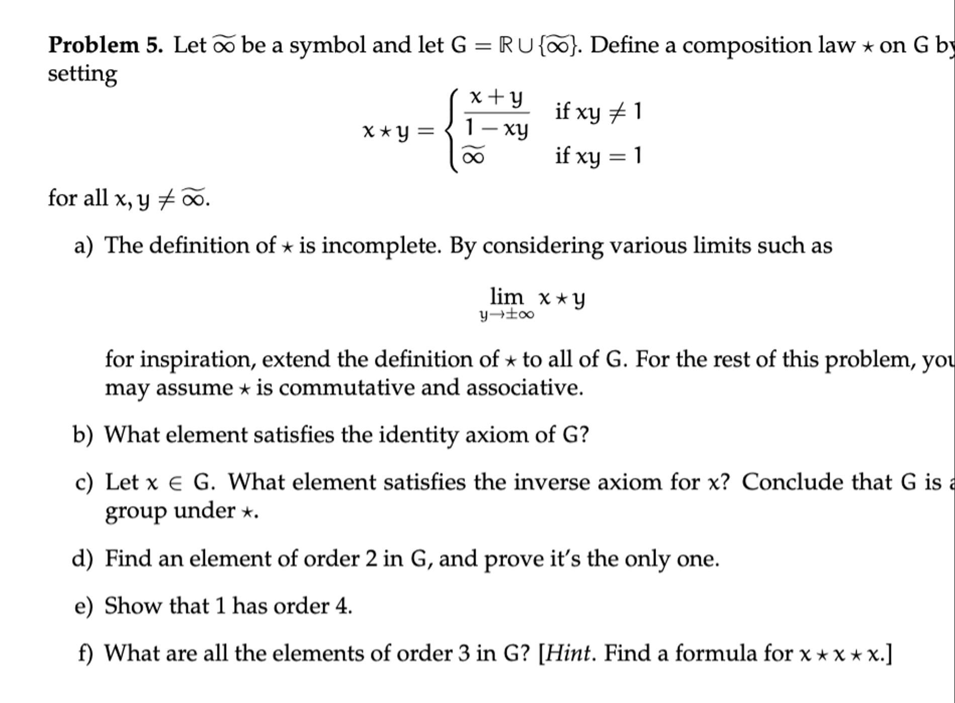 Solved Problem 5. ﻿Let widetilde(∞) ﻿be a symbol and let | Chegg.com