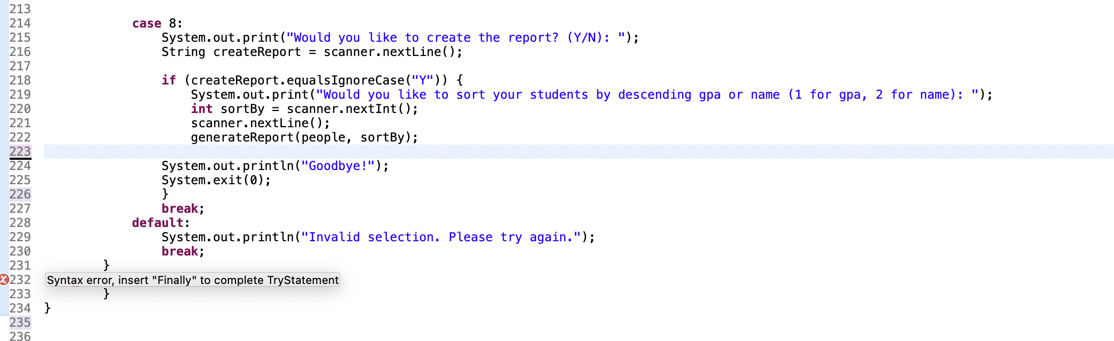 Solved COULD SOMEONE HELP ME FIX THIS ERROR IN MY CASE 8 | Chegg.com