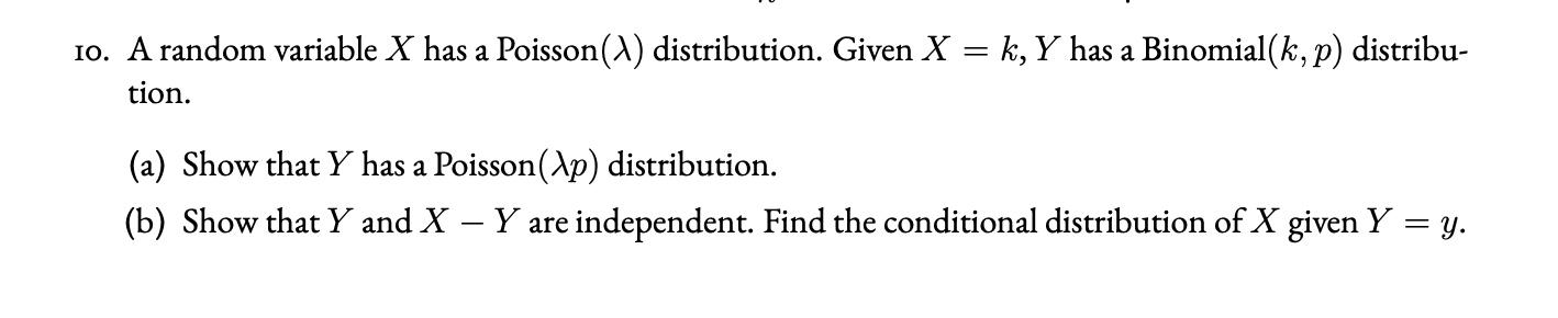 Solved 10. A random variable X has a Poisson(1) | Chegg.com