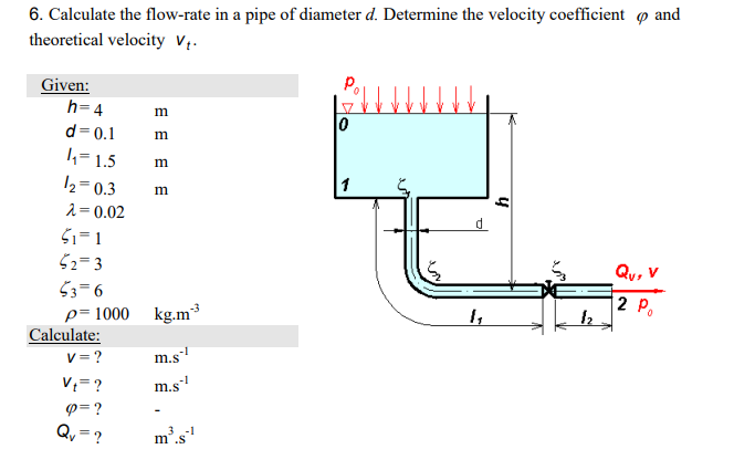 Solved 6. Calculate the flow-rate in a pipe of diameter d. | Chegg.com