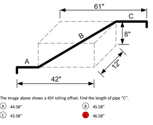 Solved A 42" B 61" D 12" 46.58" C The image above shows a | Chegg.com
