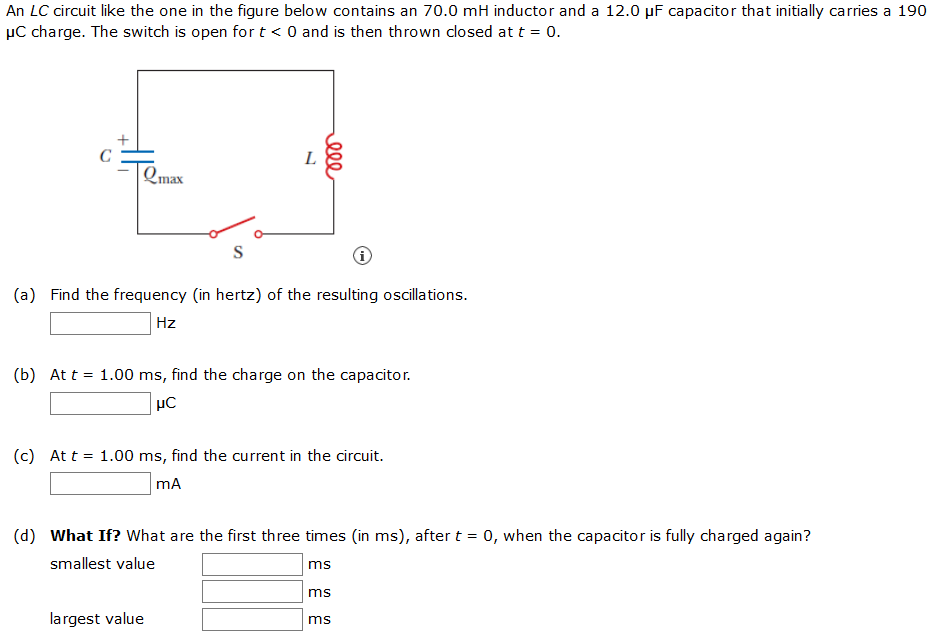 Solved An LC circuit like the one in the figure below | Chegg.com