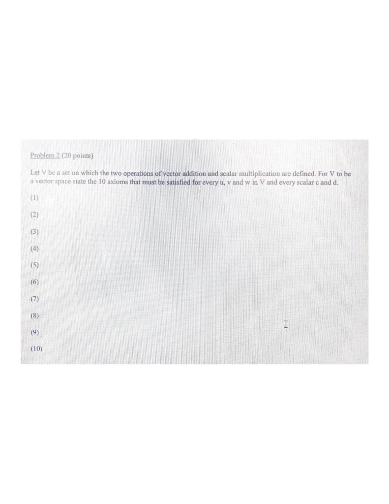 Solved Problem 2 (20 points) Let V be a set on which the two | Chegg.com