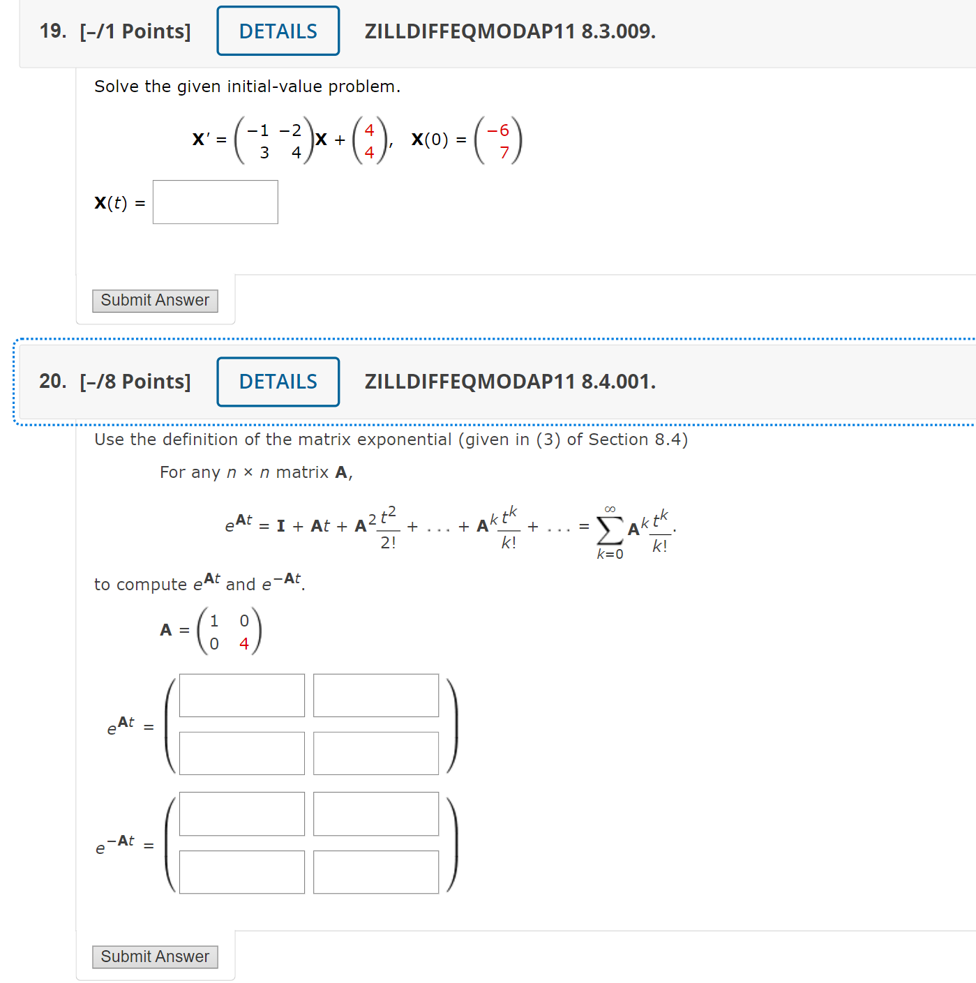 Solved 19. [-/1 Points] ZILLDIFFEQMODAP11 8.3.009. Solve the | Chegg.com
