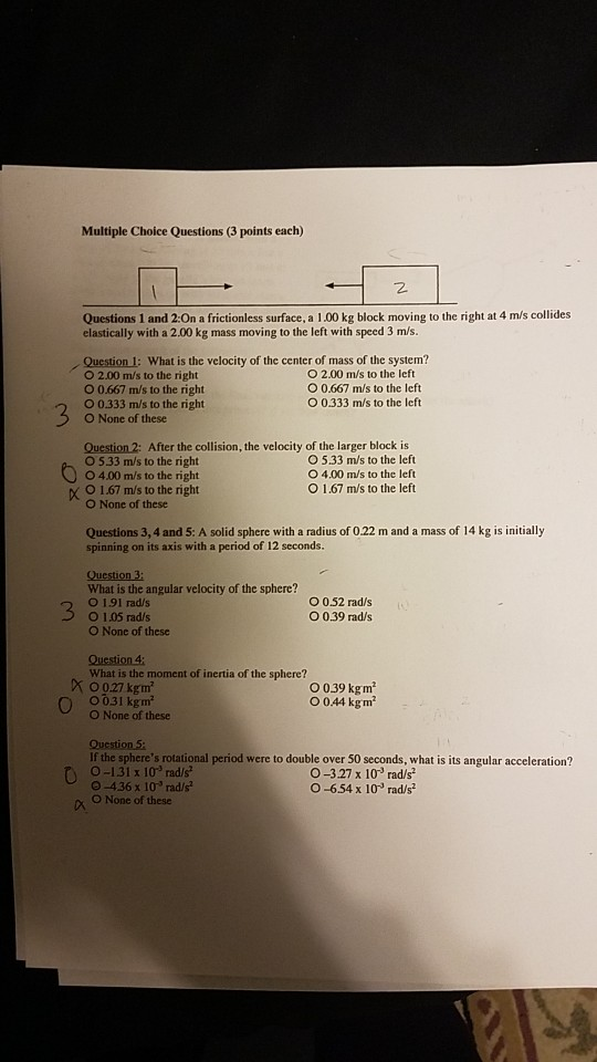 Solved Multiple Choice Questions (3 points each) 2. | Chegg.com