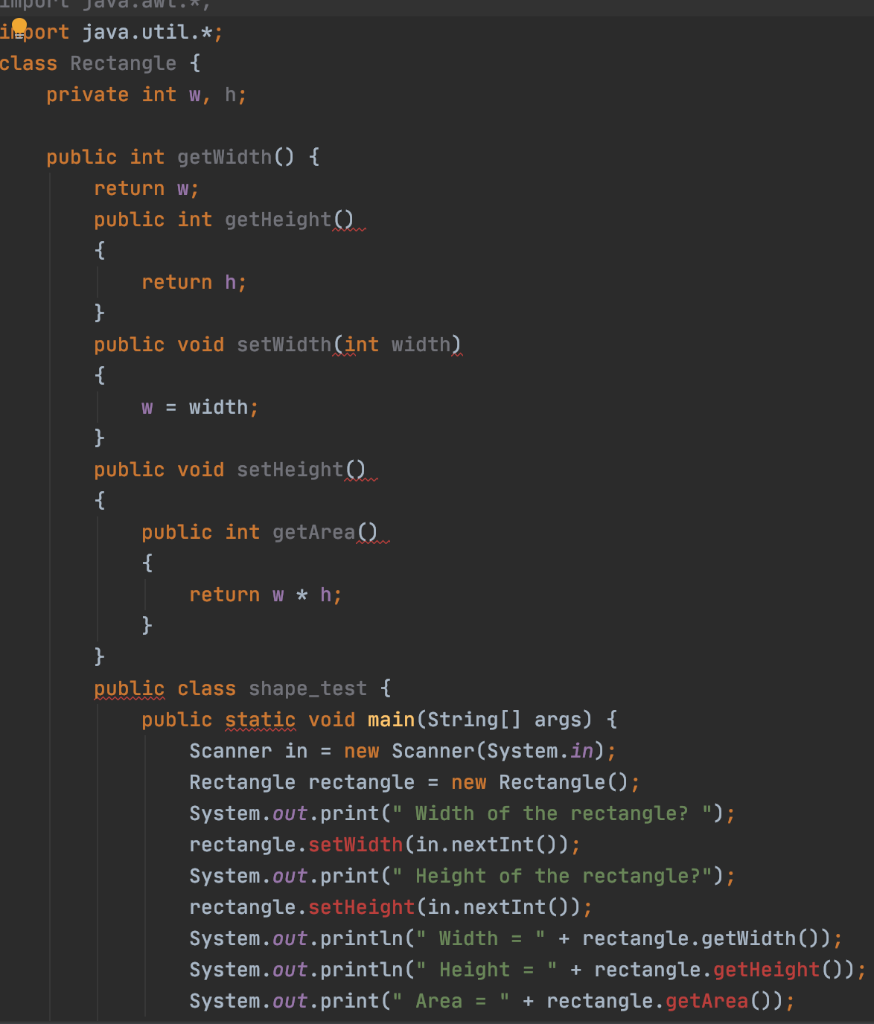 Solved Write a class called Rectangle that represents a | Chegg.com