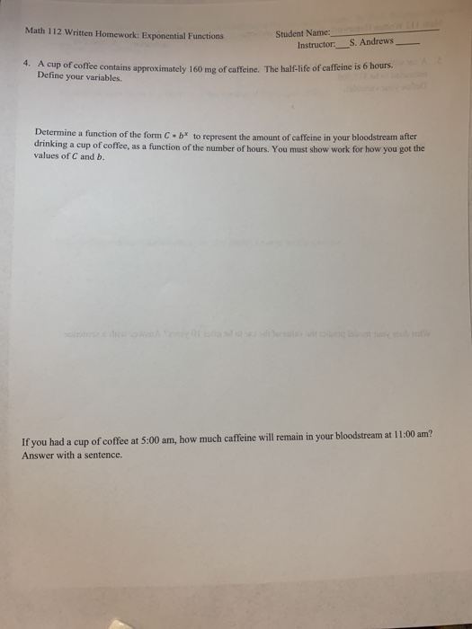 Solved Math 112 Written Homework Exponential Functions