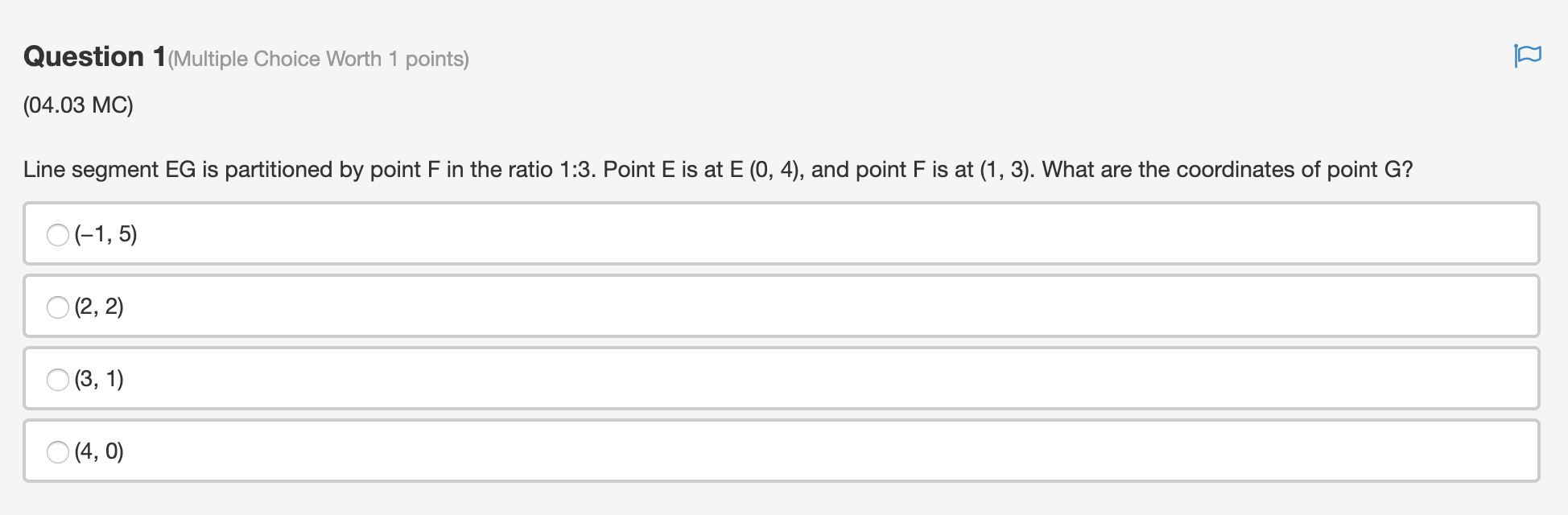 Solved Question 1(Multiple Choice Worth 1 points) > (04.03 | Chegg.com