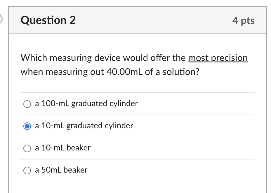 Solved Which measuring device would offer the most precision | Chegg.com