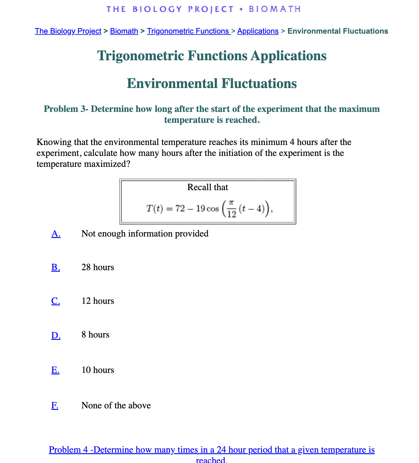 Solved Trigonometric Functions Applications Environmental | Chegg.com