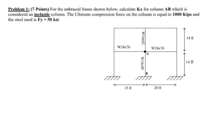 Solved Problem 1: (7 Points) For the unbraced frame shown | Chegg.com