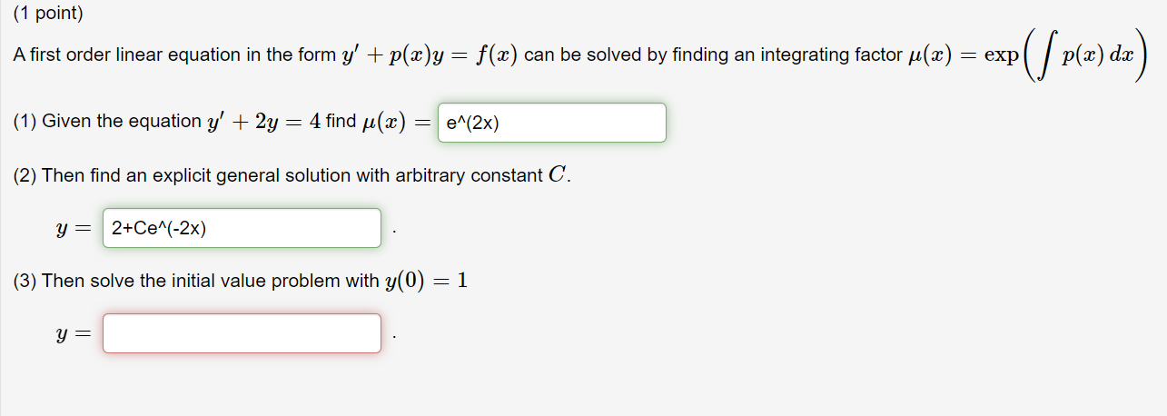 Solved A first order linear equation in the form | Chegg.com