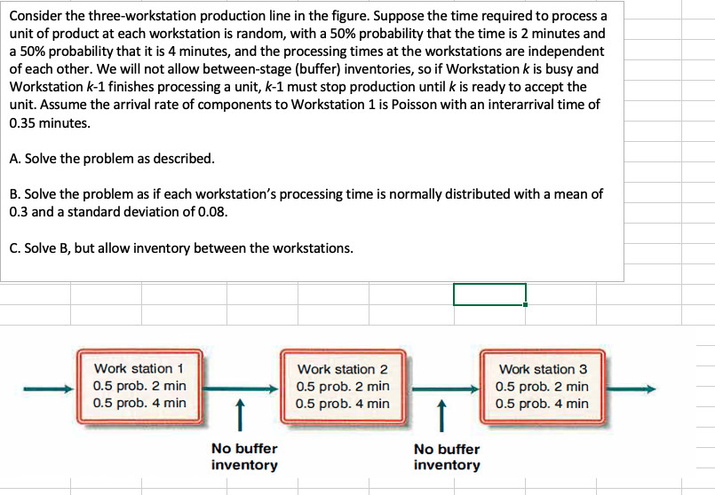 Solved Consider the three-workstation production line in the | Chegg.com