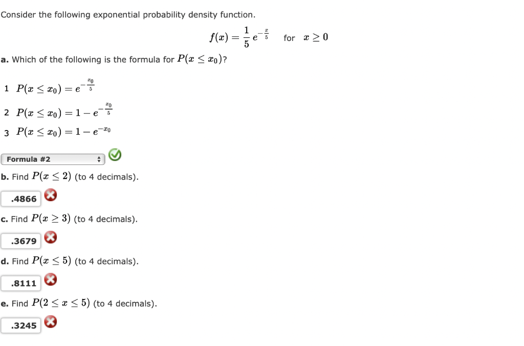 Solved Consider the following exponential probability | Chegg.com