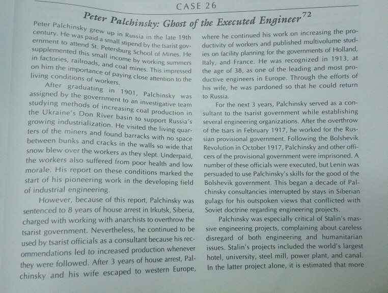 Solved CASE 26 Peter Palchinsky: Ghost of the Executed | Chegg.com