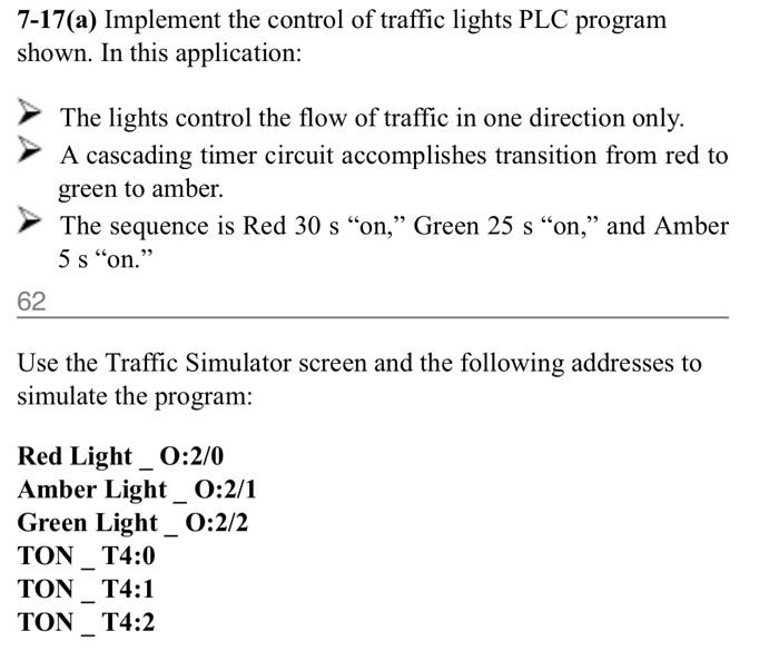 Solved 7-17(a) Implement the control of traffic lights PLC | Chegg.com