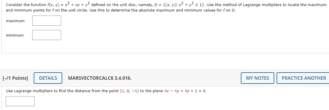 Solved Consider the function f(x, y) = x2 + xy + y2 defined | Chegg.com