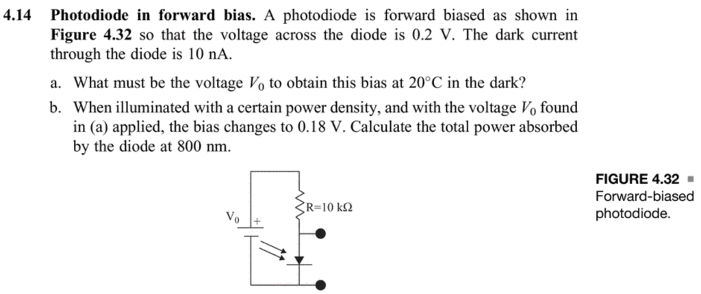 Solved 4.14 Photodiode in forward bias. A photodiode is | Chegg.com