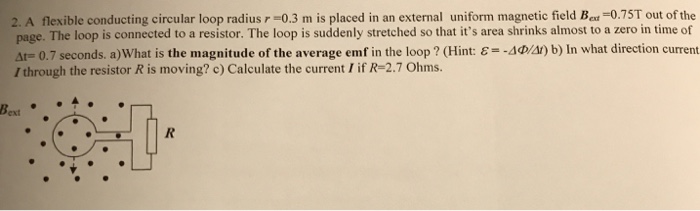 Solved 2. A flexible conducting circular loop radius r-0.3 m | Chegg.com