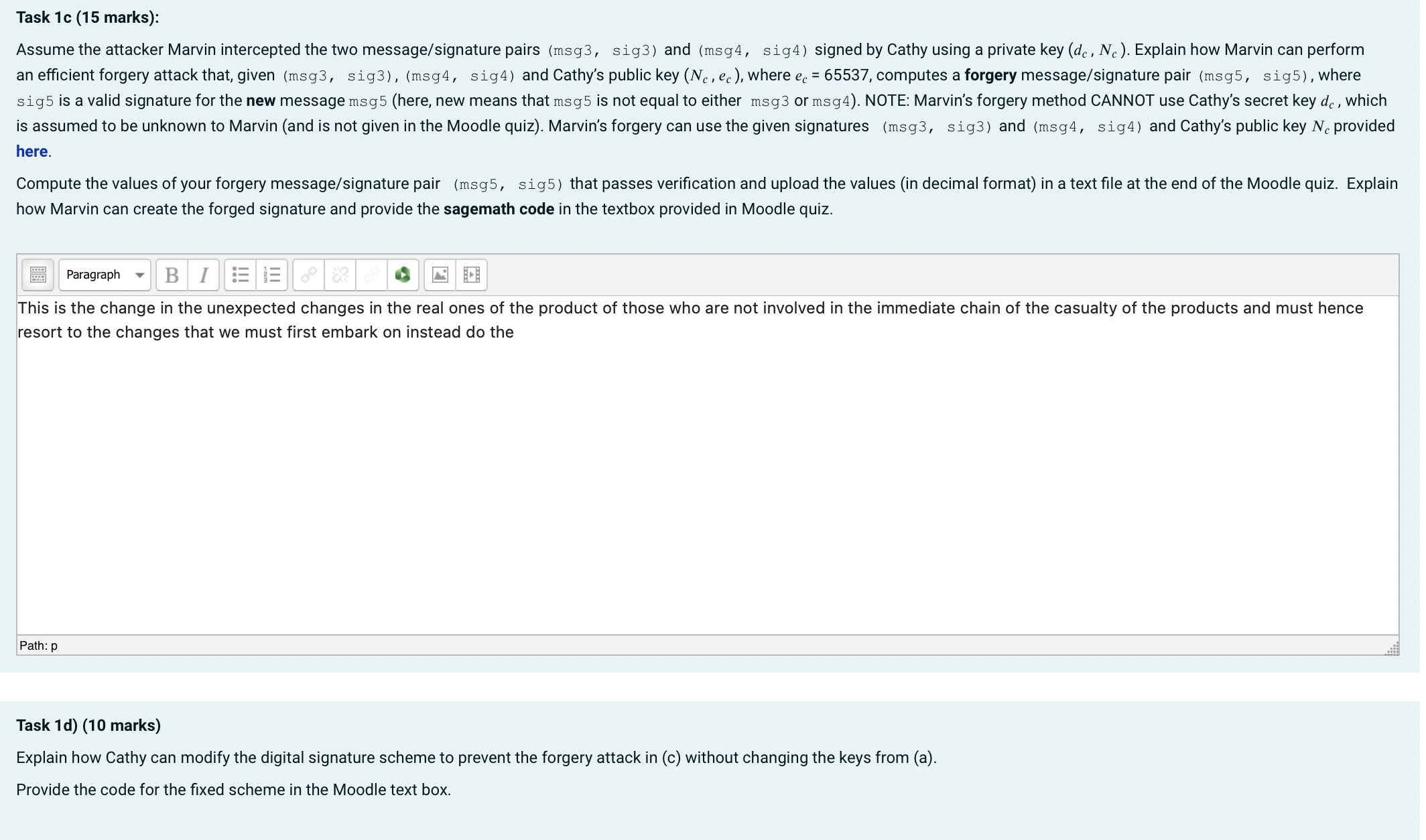 Solved Assume the attacker Marvin intercepted the two | Chegg.com