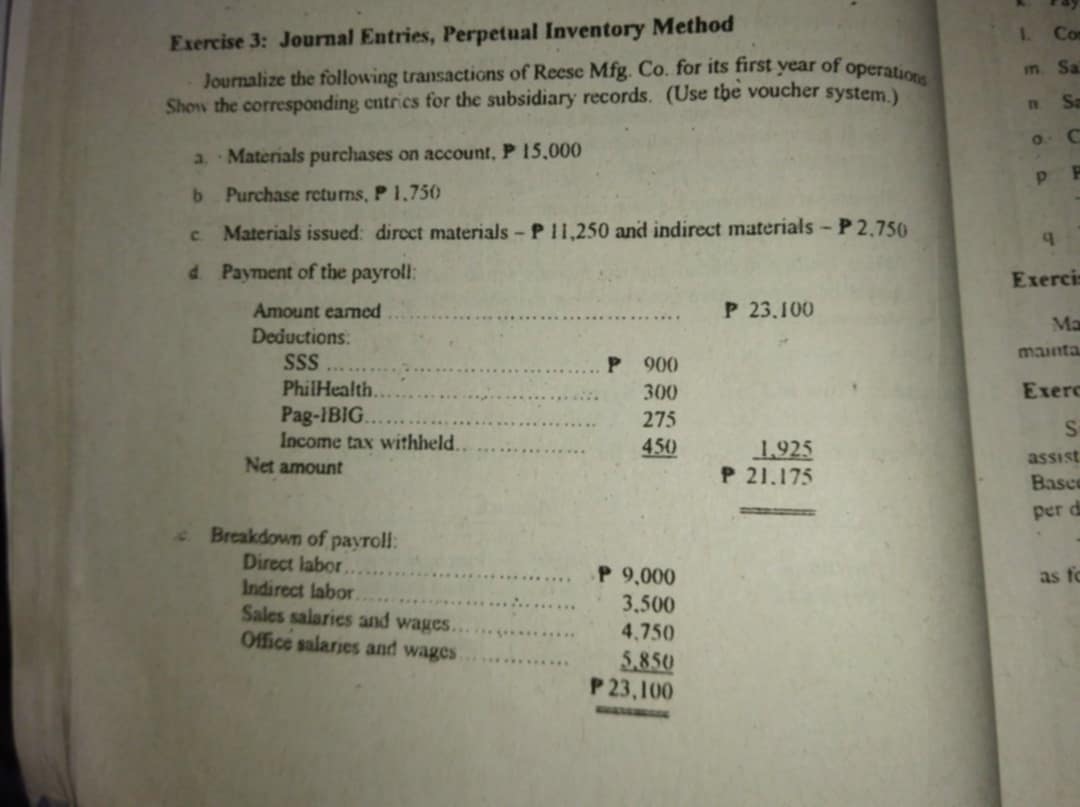 Solved Exercise 3: Journal Entries, Perpetual Inventory | Chegg.com