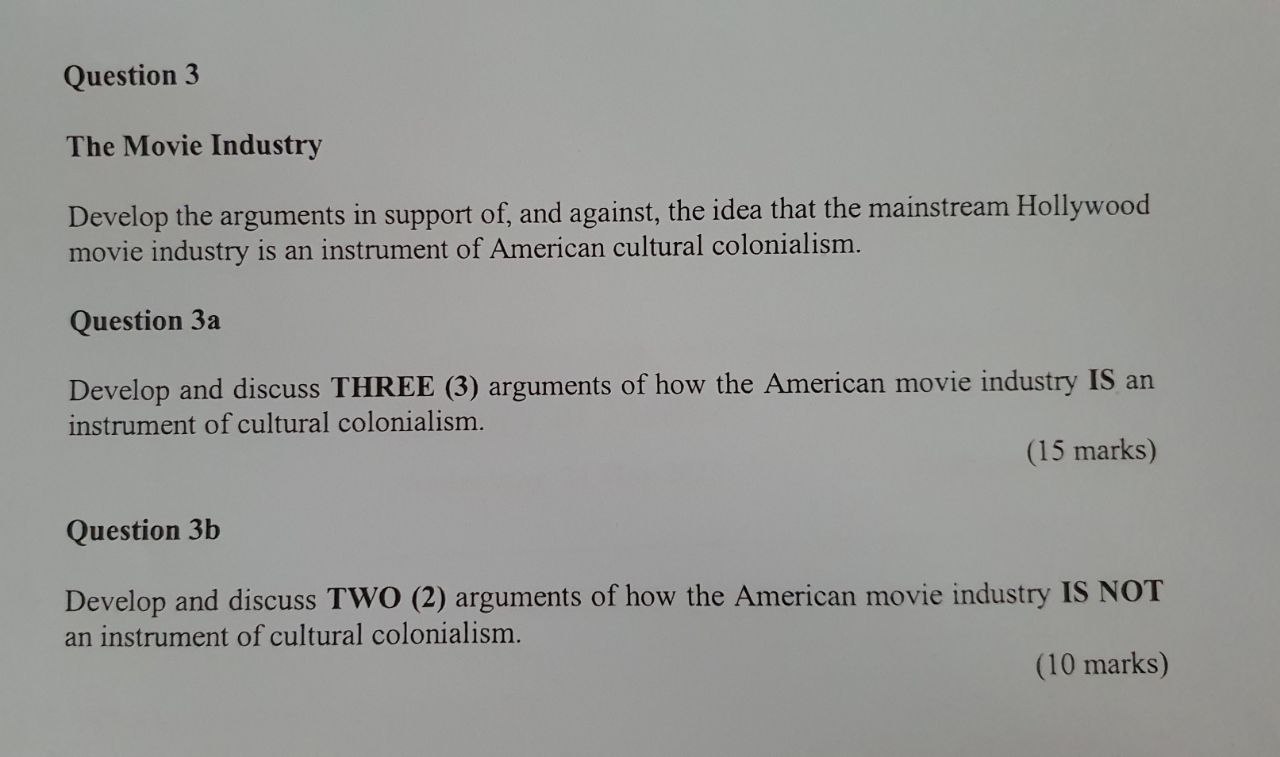Solved The Movie Industry Develop the arguments in support | Chegg.com