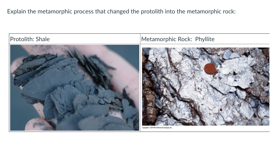 Solved Explain the metamorphic process that changed the | Chegg.com