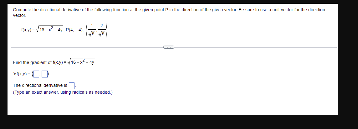 Solved Compute the directional derivative of the following | Chegg.com