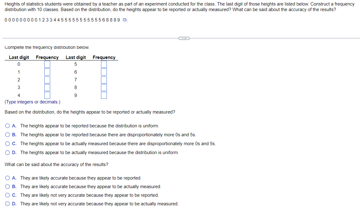 Solved Heights of statistics students were obtained by a | Chegg.com