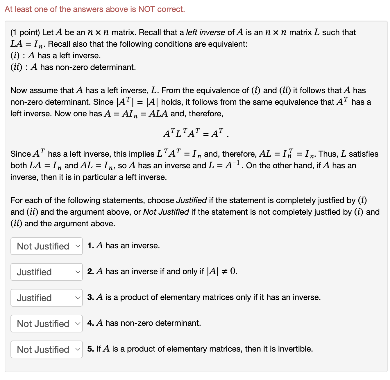 Solved At Least One Of The Answers Above Is Not Correct 1