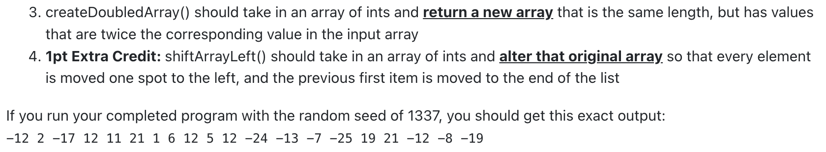 Solved 3. createDoubledArray() should take in an array of | Chegg.com