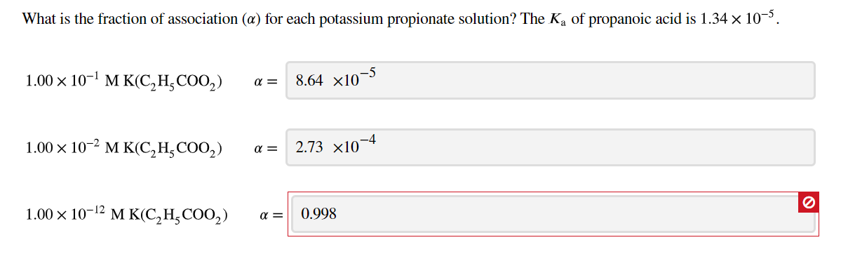 Solved What is the fraction of association (a) for each | Chegg.com