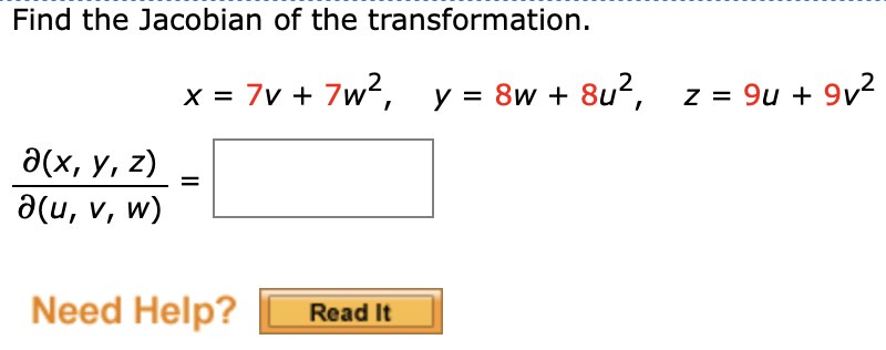 Solved Find the Jacobian of the transformation. | Chegg.com