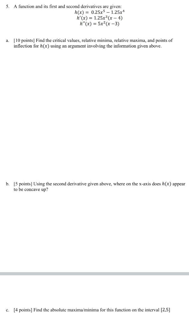Solved 5. A function and its first and second derivatives | Chegg.com