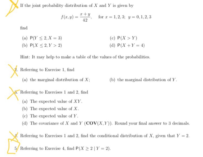 Solved If the joint probability distribution of X and Y is | Chegg.com